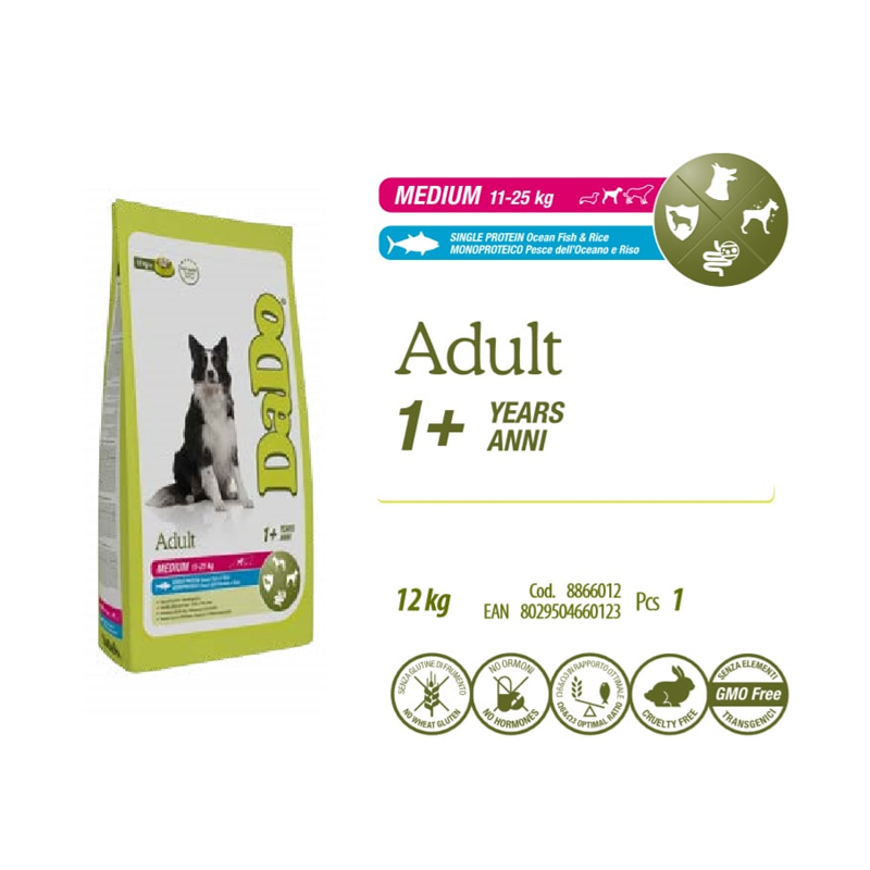 DADO - Adult Medium Pesce e Riso da 12 kg - Agritalia