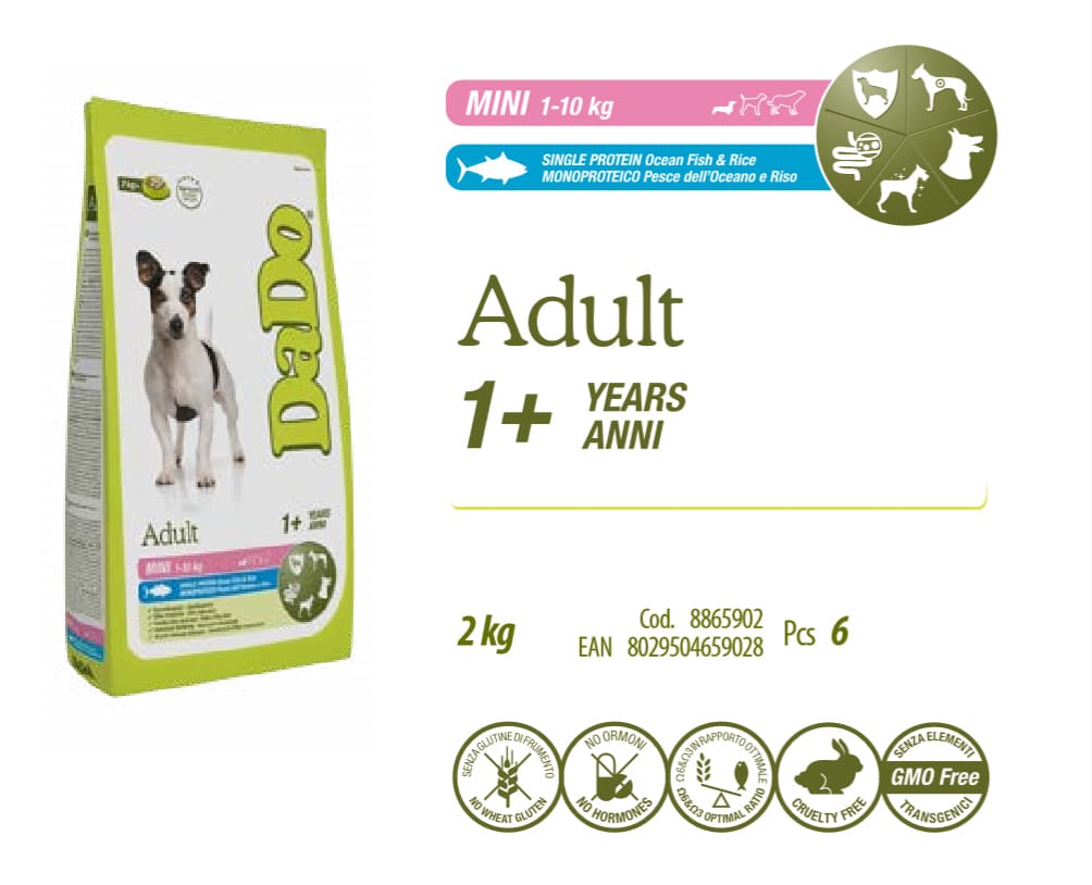 Dado - Adult mini breed 1+ anni - Pesce dell'oceano e riso (taglia 1 ...